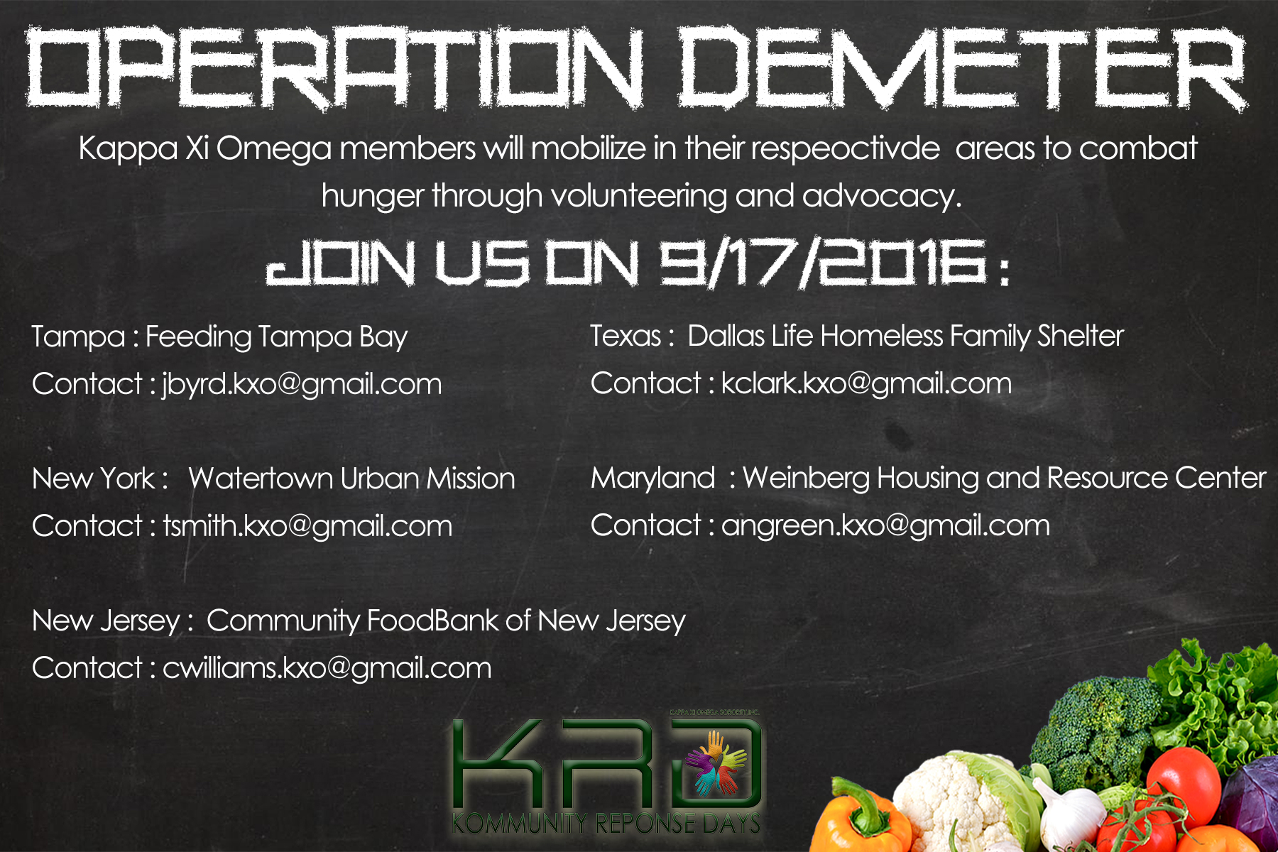 Kommunity Response Days | Operation Demeter – Kappa Xi Omega